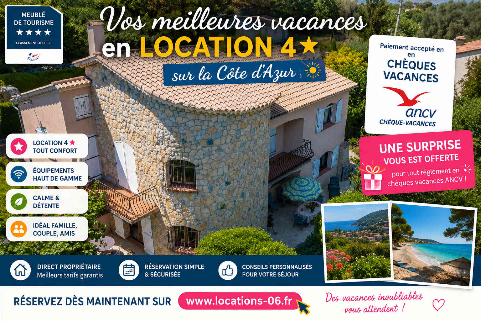 chèques vacances ANCV, payer vos vacances sur la Côte d'Azur